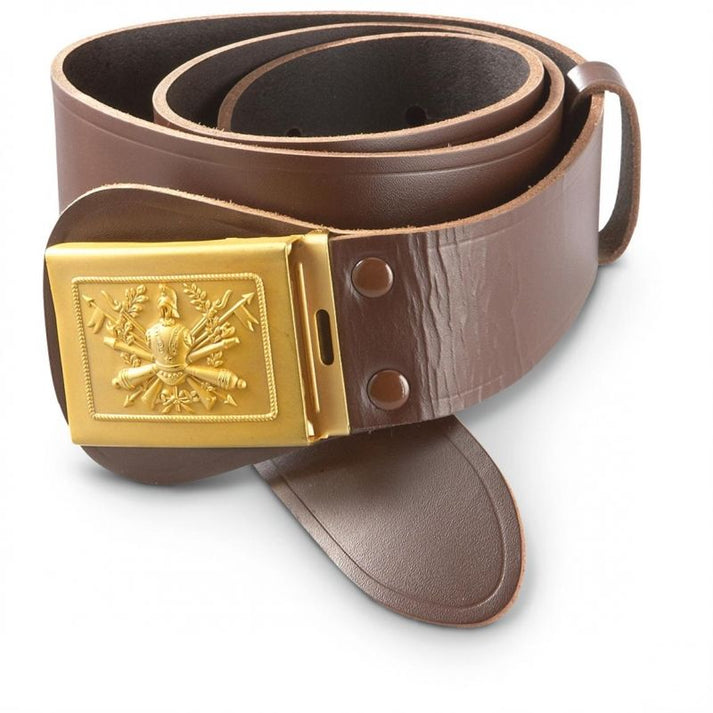 New Vintage Italian army brown uniform leather belt insignia buckle un ...