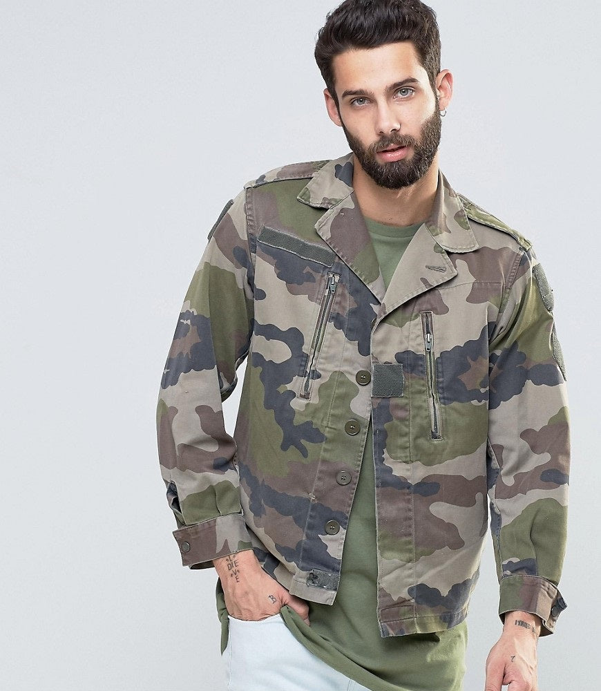 Vintage French F2 camo jacket coat surplus army military retro urban c ...