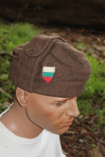 Vintage Soviet Era Bulgarian military wool pilotka cap hat winter comm ...